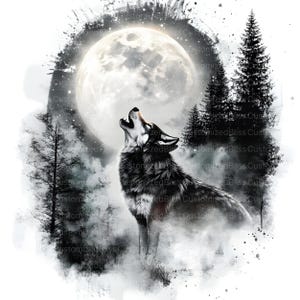 Wolf Howling at Moon Clipart, Wolf Clipart, Full Moon, 18 High Quality ...