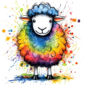 Lamb Clipart, Sheep Clipart, Lamb Nursery, Rainbow Sheep, 18 High ...