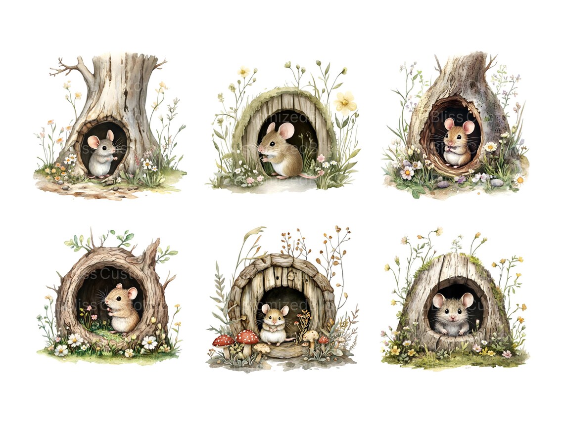 Mouse House Den Clipart Bundle, 30 High-quality PNG, Mouse PNG, Craft ...