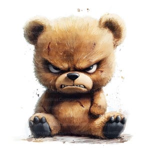 Grumpy Angry Teddy Bear Clipart Bundle, 16 High Quality Jpgs, Craft Art ...