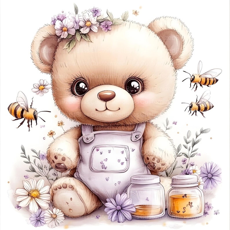 15 Bear With Honey Jars Clipart, Cute Bear, Bear Clipart, Honey Clipart ...