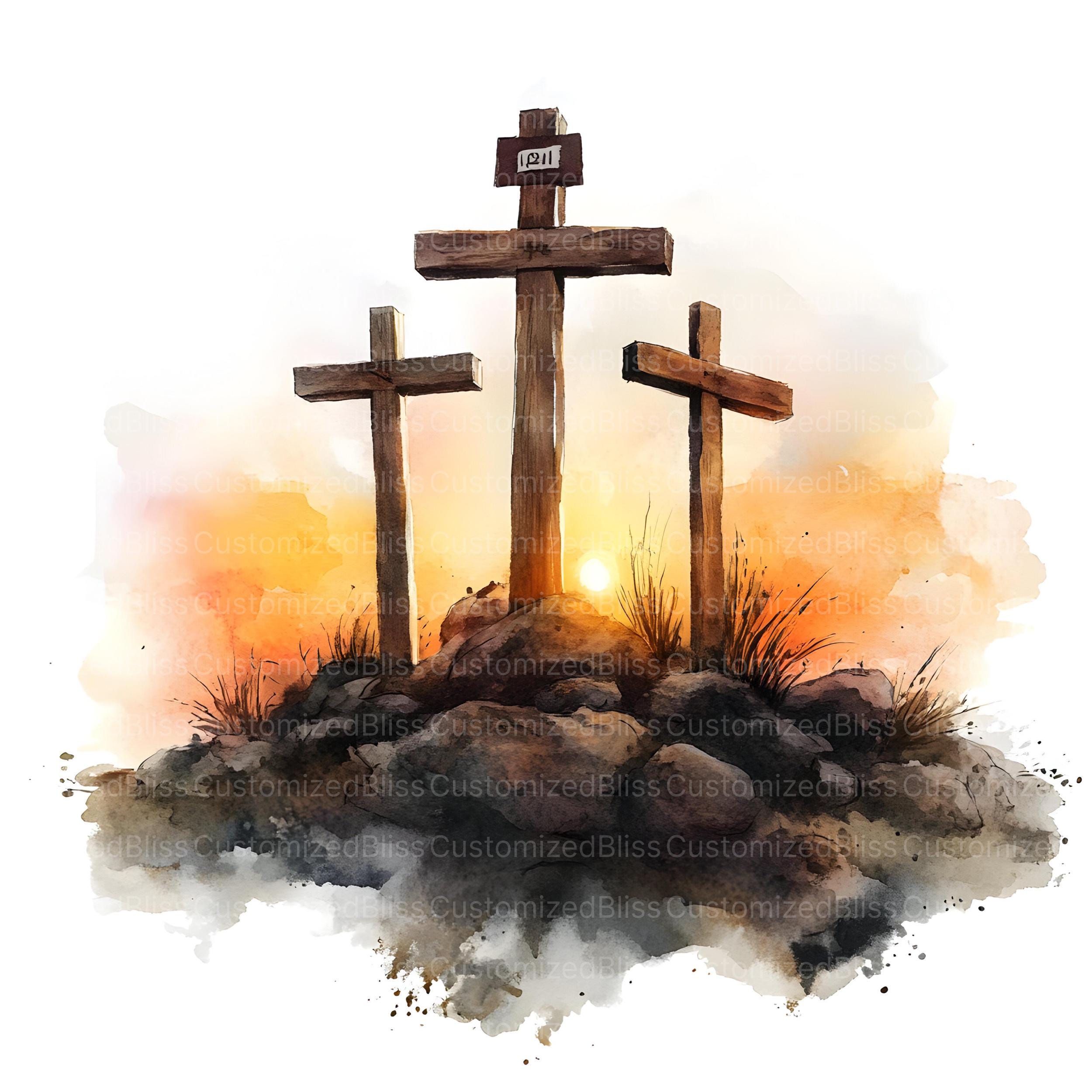 20 Three Crosses Clipart, Watercolor Crosses, Holy Cross, High Quality ...