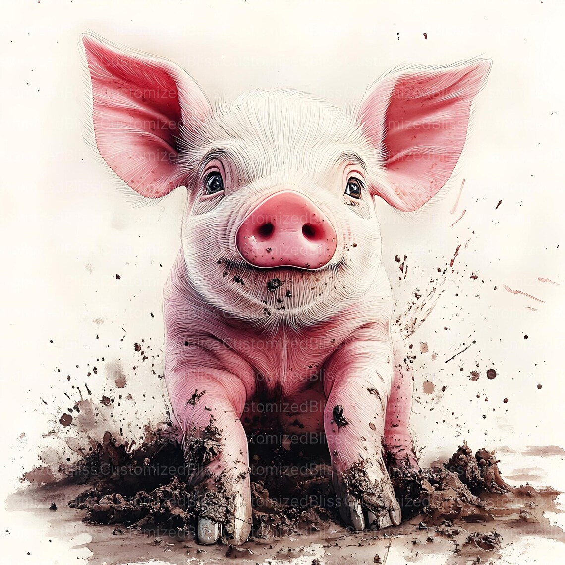 16 Pig in Mud Puddle Clipart, Pig Clipart, Piglet Clipart, Mud Clipart ...