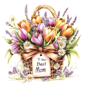 14 Mother's Day Flower Basket Clipart, Mother's Day Clipart, High ...
