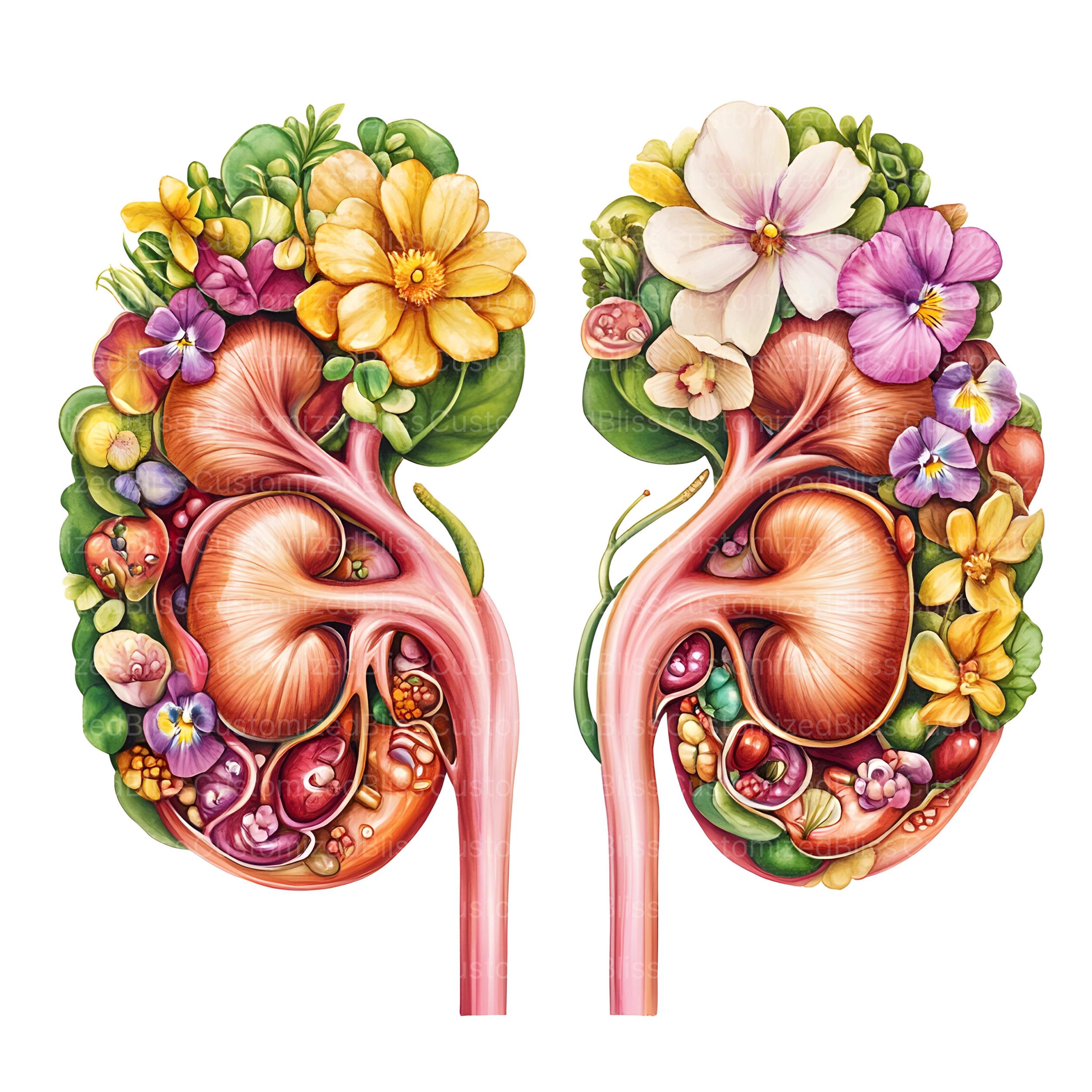 19 Floral Kidneys Clipart, Kidney Flowers Clipart Bundle, Healthcare ...