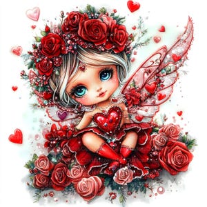 Watercolor Valentines Fairy Clipart, 12 Fairy Printables, Valentine ...