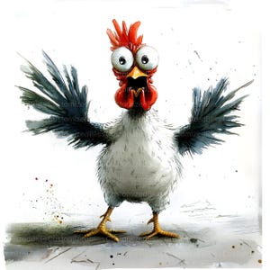 14 Funny Chicken Clipart, Funky Rooster, Silly Chicken Illustration ...