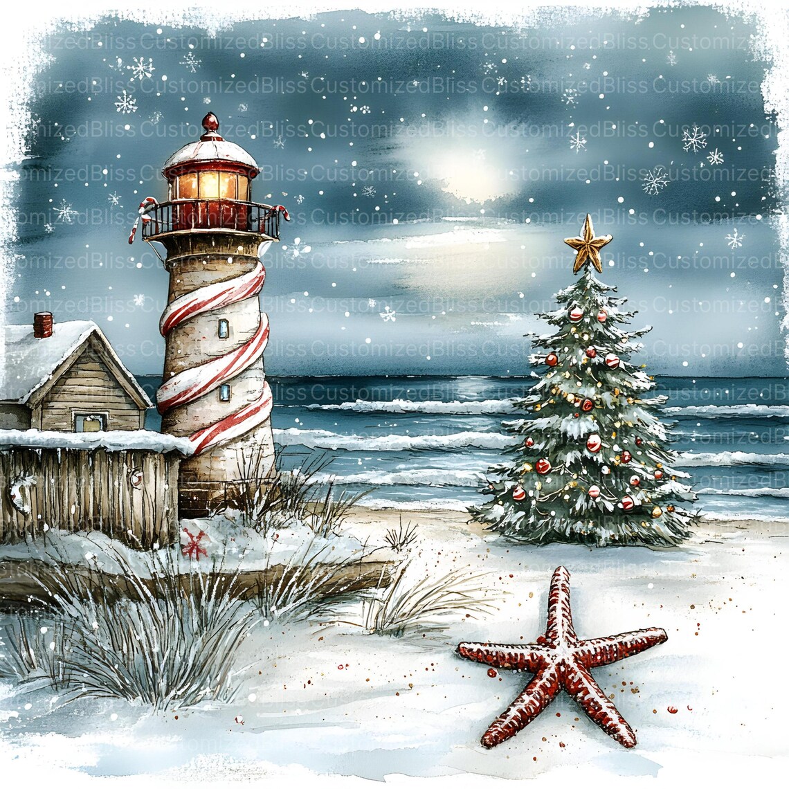 Christmas at the Beach Clipart Bundle, 19 High Quality Jpgs, Christmas ...