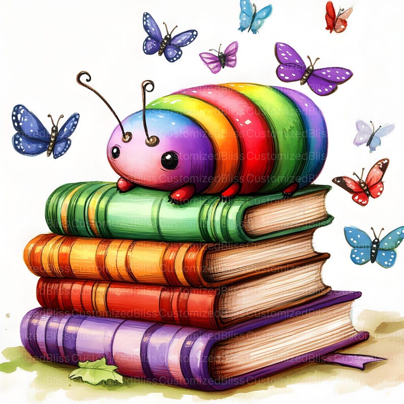 20 Bookworm Clip Art, Bookworm Clipart, Caterpillar Clipart, Library ...