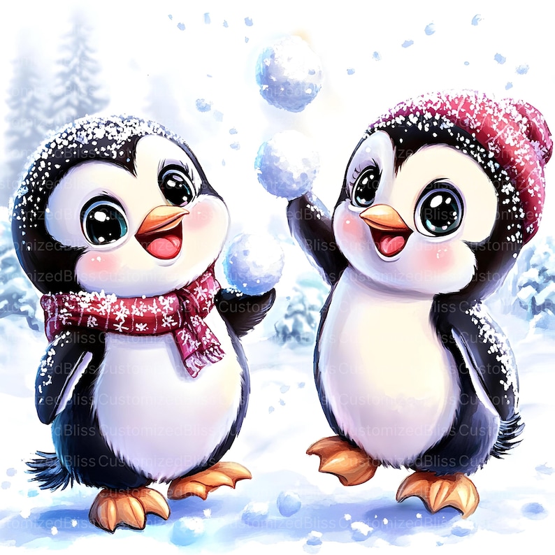 19 Cute Penguin Clipart, Cartoon Penguin, Winter Clipart, Snow Clipart ...