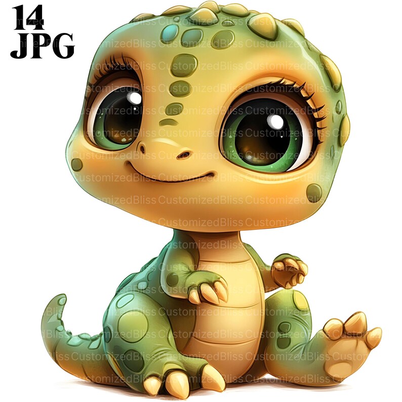 Adorable Baby Dinosaur Clipart Bundle, 14 High Quality Jpgs, Dino ...