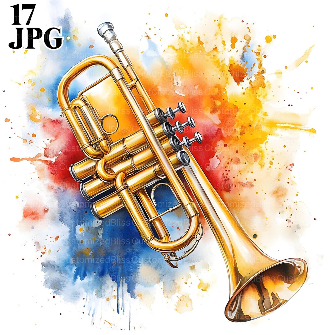 17 Modern Trumpet Clipart Bundle, Music Clipart, Musical Instrument ...