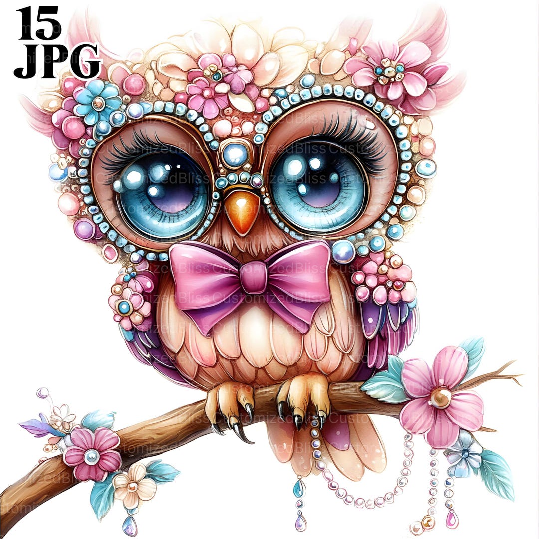 Cute Owl Clip Art, Baby Bird Clipart, Owl Clipart, 15 High Quality Jpgs ...