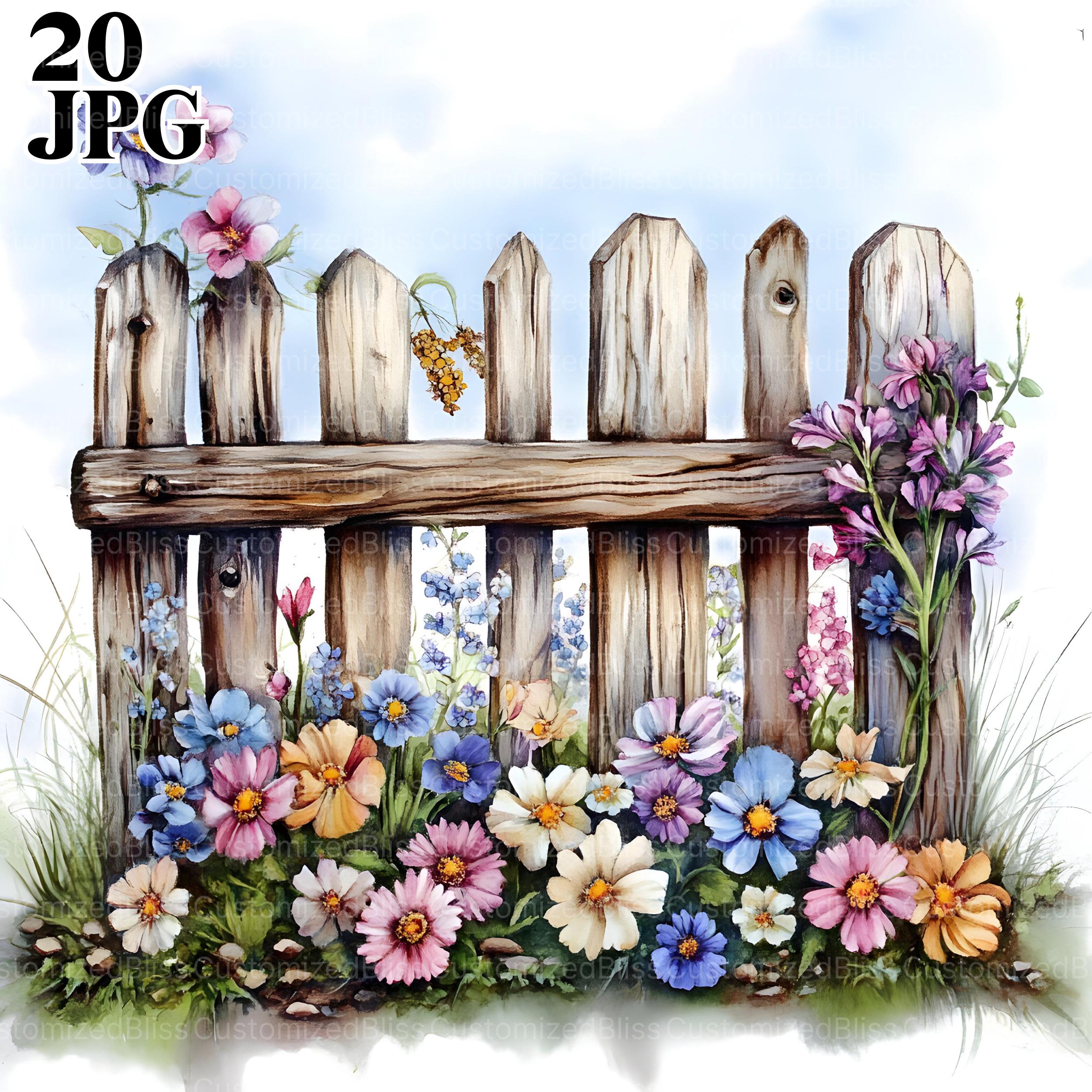 Witte Hek Clipart Houten Hek Clipart Etsy België