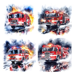 Fire Engine Clipart Bundle, 15 High-quality Jpgs, Fire Truck, Rescue ...