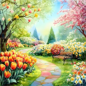 20 Spring Garden Clipart, Spring Garden Digital Paper, Garden Graphics ...