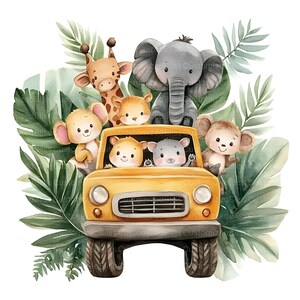 18 Safari Animals Car Clipart, Safari Animals Truck, Cute Jungle ...