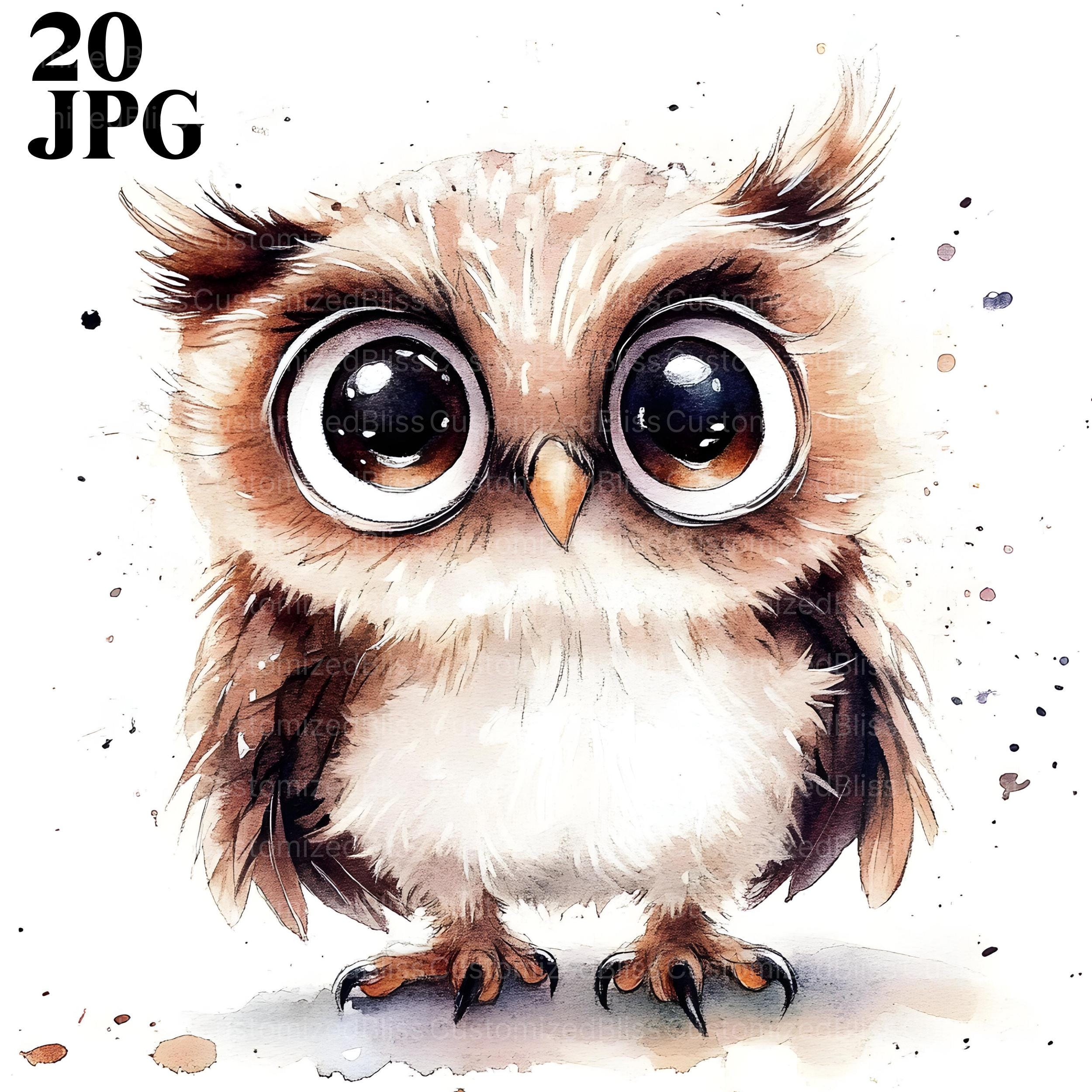 20 Cute Baby Owl Clipart, Nursery Owl, Little Owl, High Quality Jpgs ...