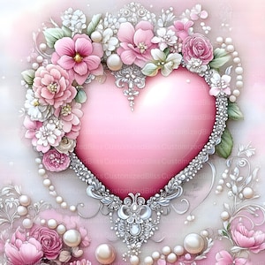 Boho Fancy Pink Heart Clipart Bundle, 21 High Res Watercolor Jpgs for ...