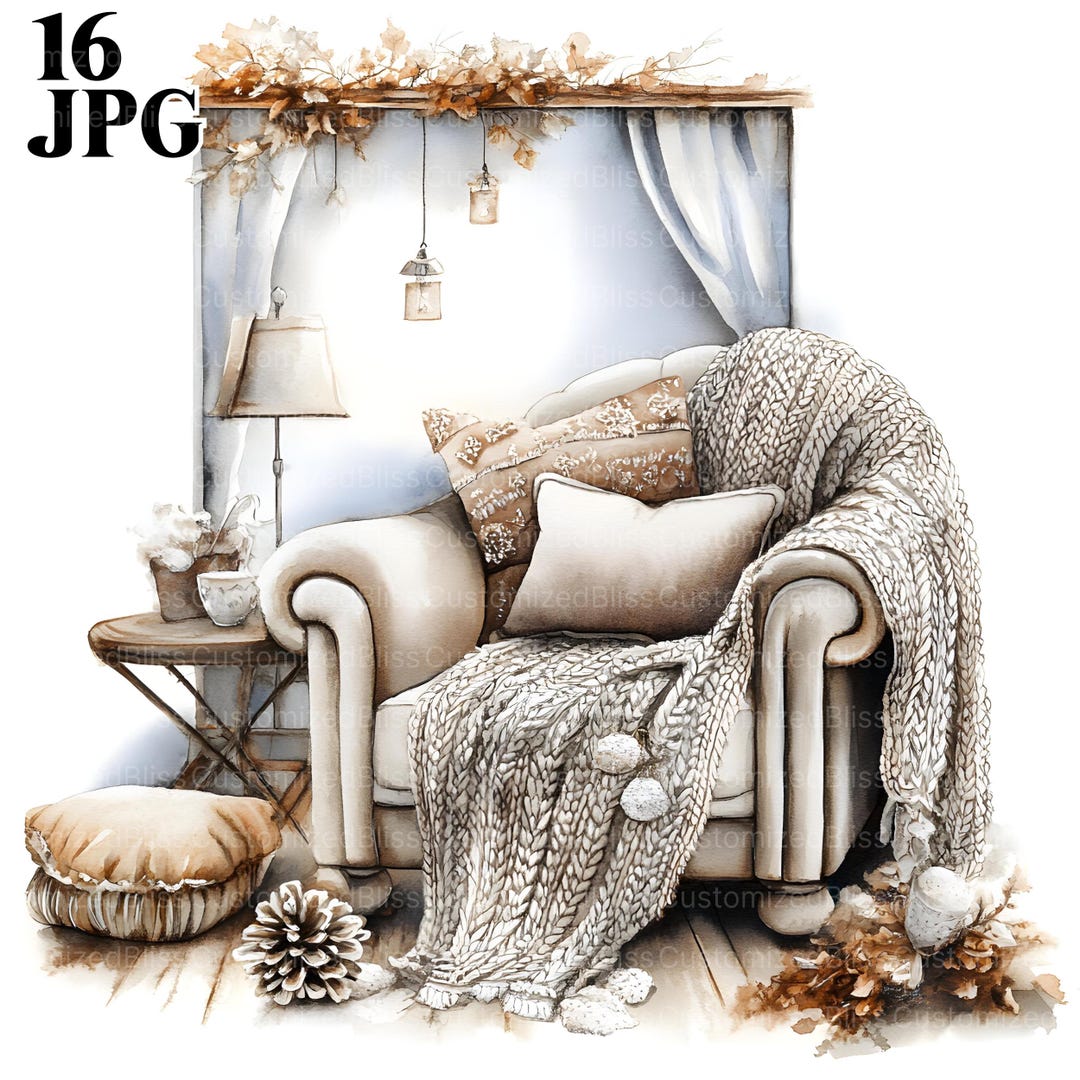 16 Cozy Home Decor Clipart, Interior Clipart, Cozy Home Clipart, High ...