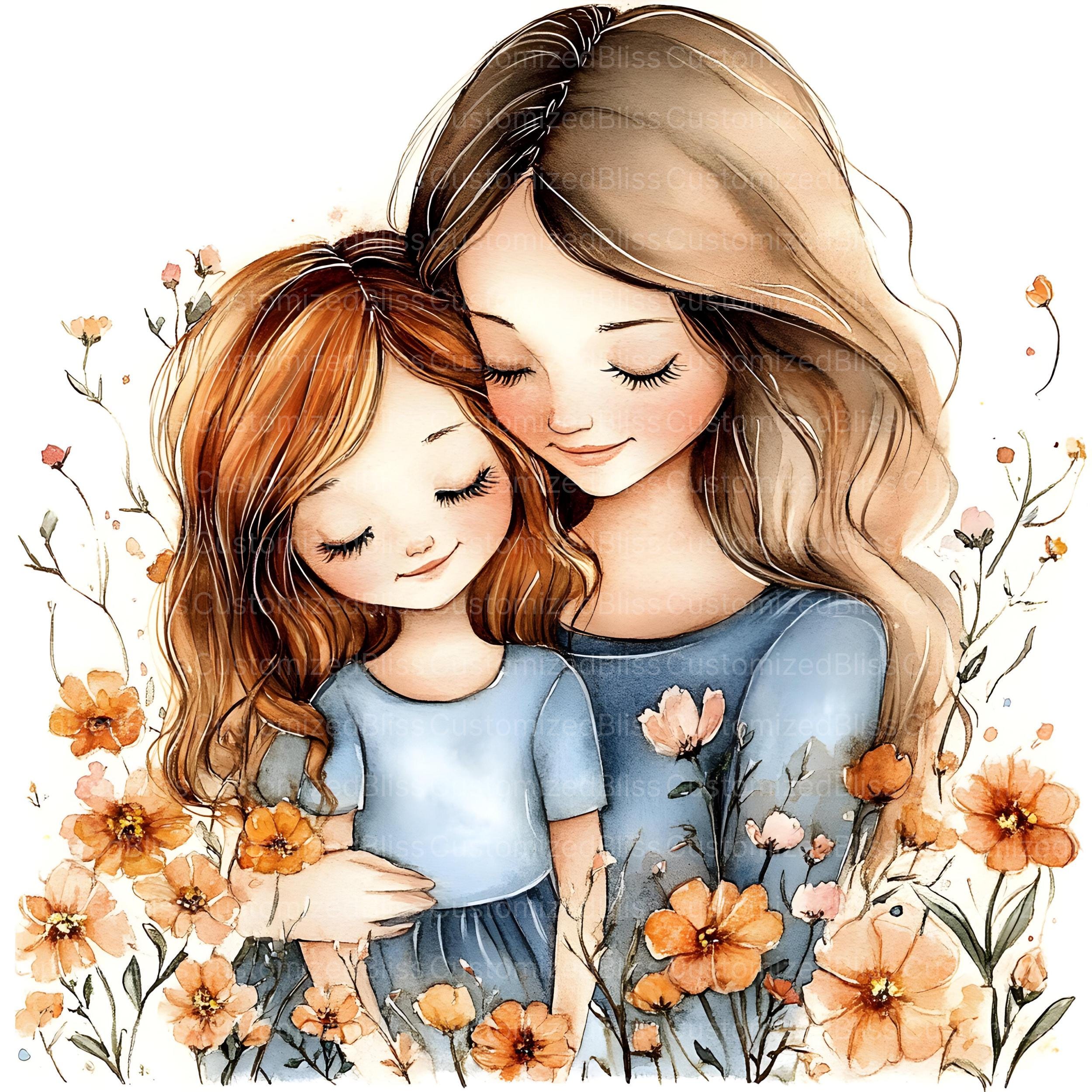 18 Mother and Daughter Clipart, Mother's Day Card, Mother's Day Clipart ...