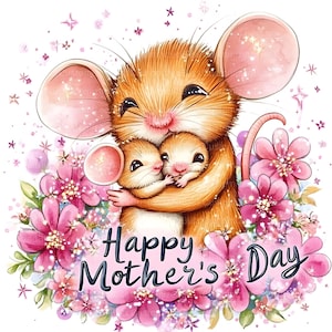10 Cute Happy Mothers Day Clipart, Mouse Clipart, Mother Clipart, High ...