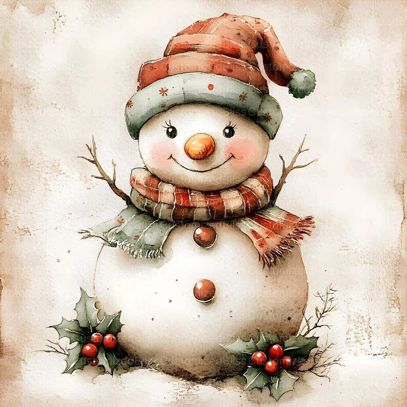 19 Primitive Snowman Clip Art, Rustic Snowman, Snow Digital, Winter ...