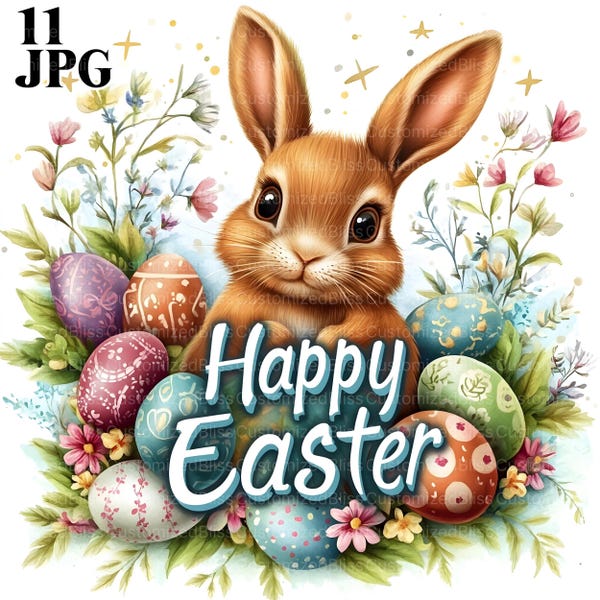 Happy Easter Clipart - Etsy