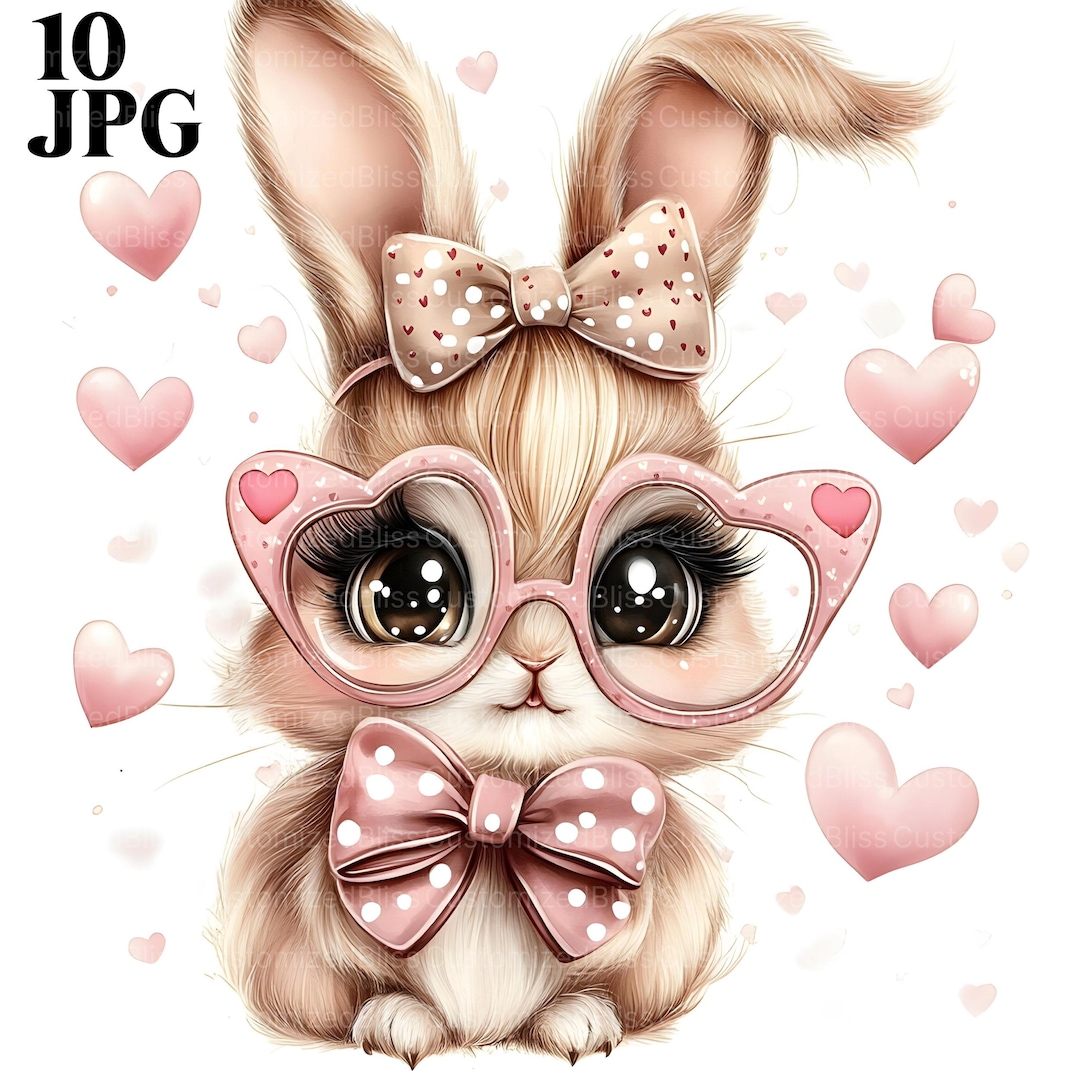 10 Cute Bunny Clipart, Rabbit Clipart, Easter Clipart, Watercolor ...