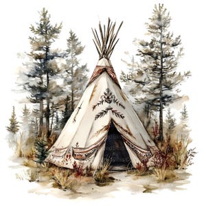20 Native American Tent Clipart, Boho Clipart, High Quality Jpgs ...