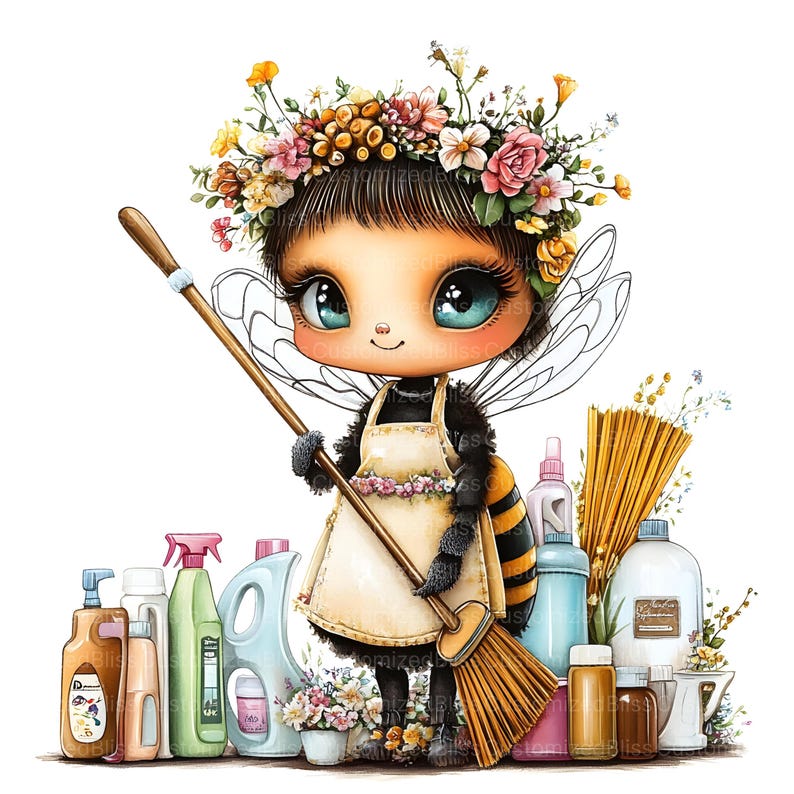 16 Honey Bee Cleaning Clipart, Clean House Grandma Mother's Day Card ...