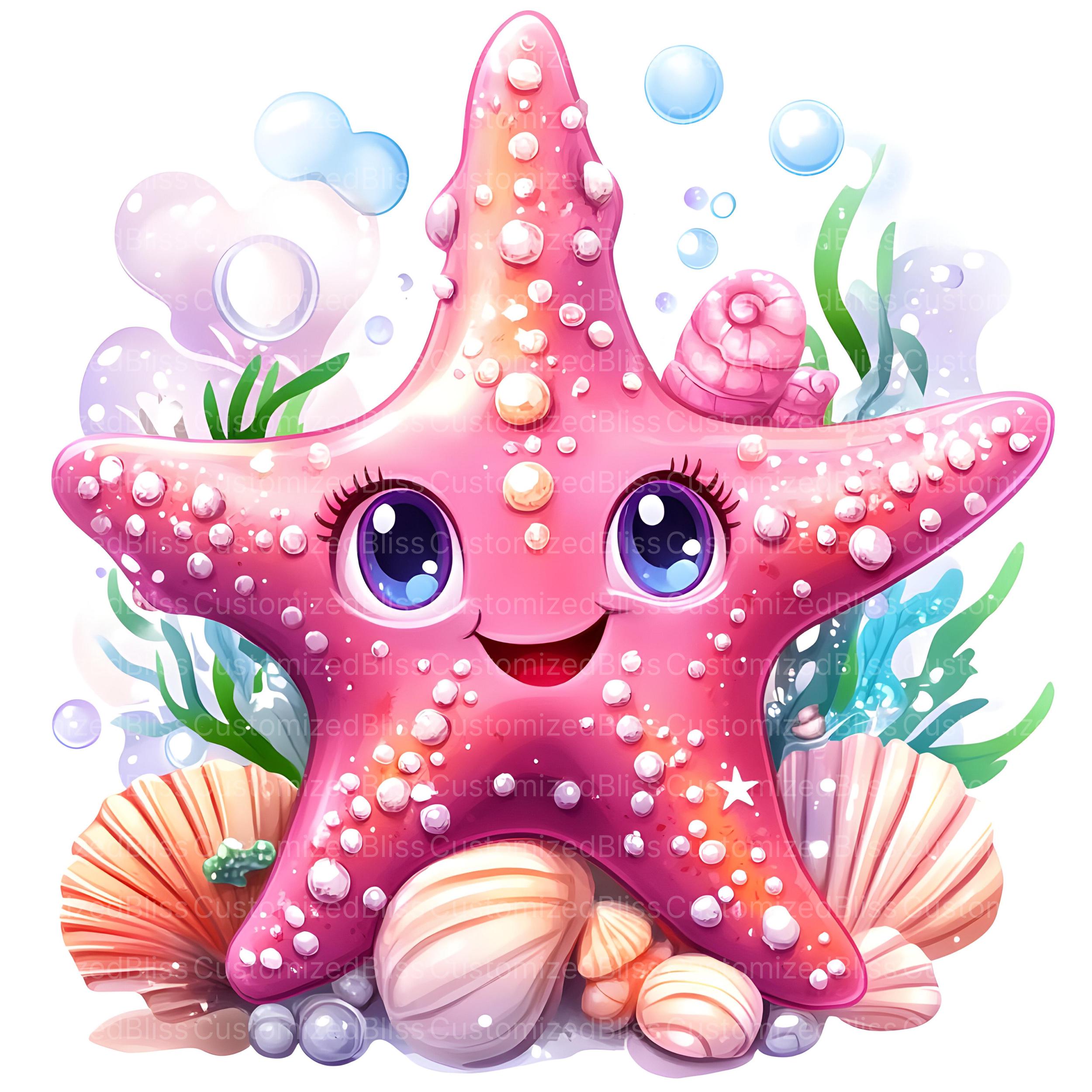15 Cute Starfish Clipart, Ocean Life Clipart, Fun Beach Art, Cute Ocean ...