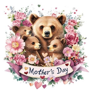 16 Mothers Day Clipart, Bear Clipart, Floral Clipart, High Quality Jpgs ...