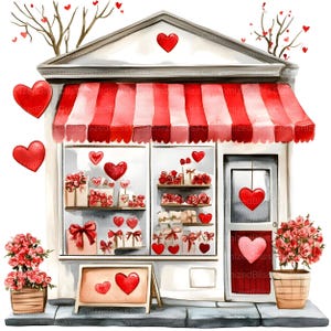 Cute Romantic Valentine's Day Shop Clipart Bundle, 20 High Quality ...