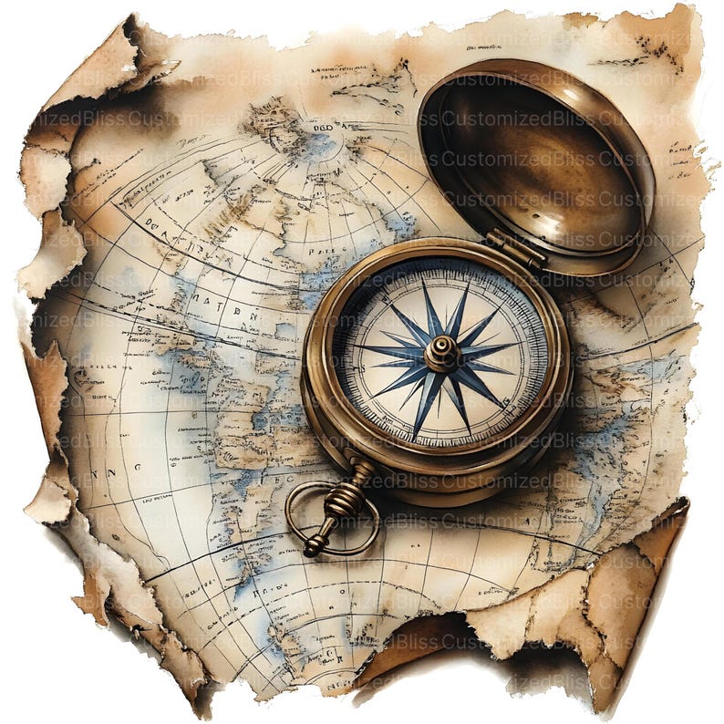Compass and Map Clipart Bundle, Compass Clipart, 16 High Quality Jpgs ...