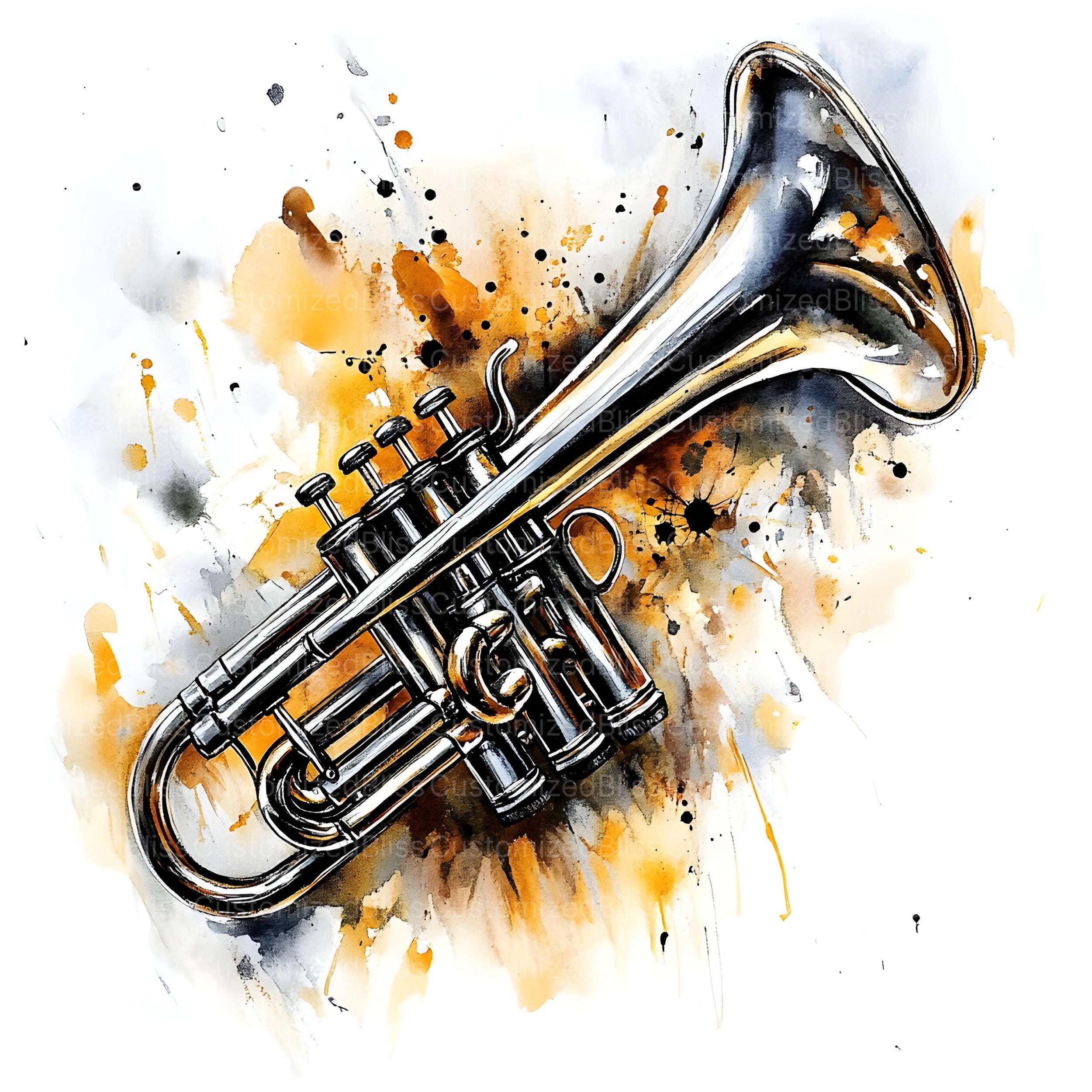 17 Modern Trumpet Clipart Bundle, Music Clipart, Musical Instrument ...
