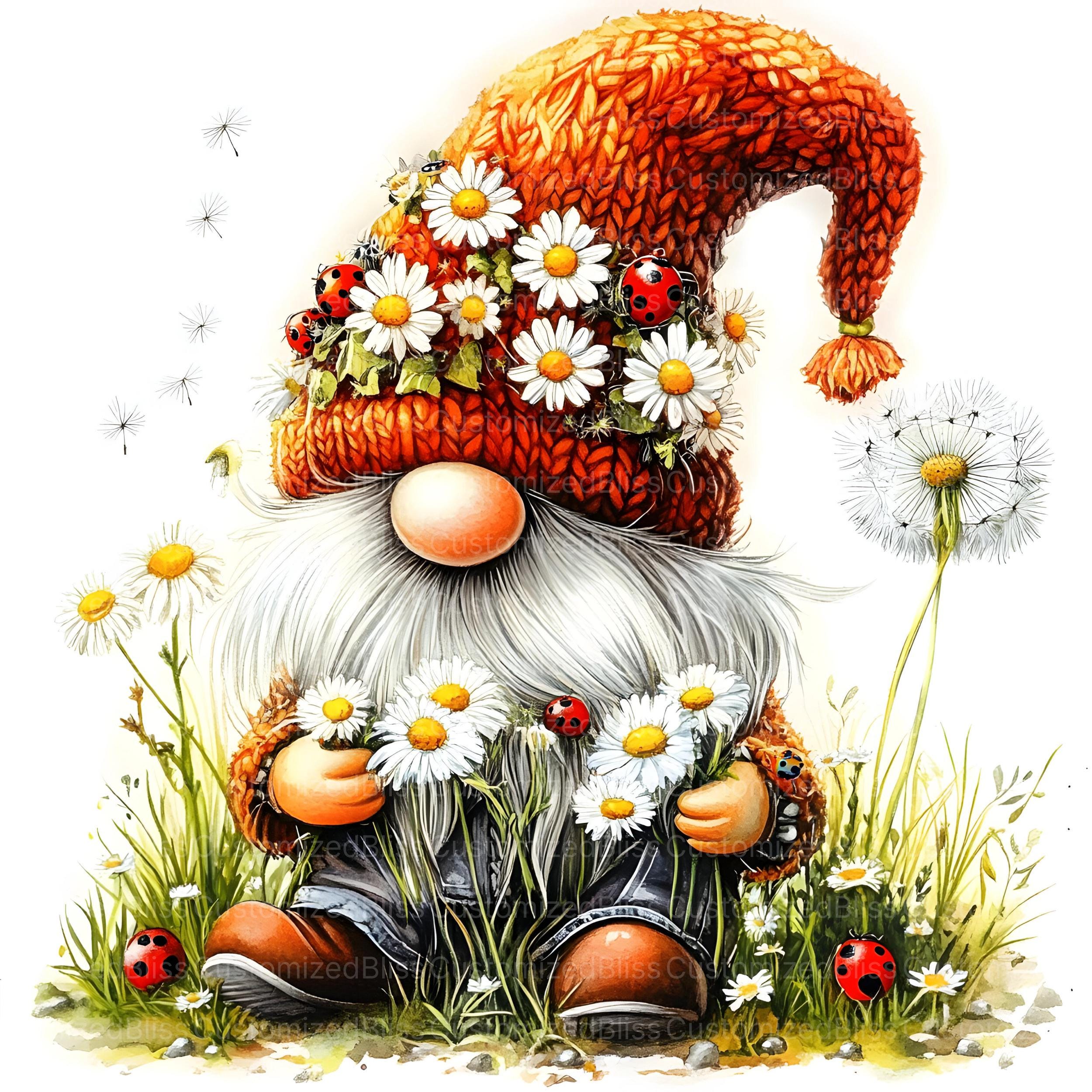 20 Dandelion Gnome Clipart, Garden Gnome, Spring Gnome, Summer Gnome ...