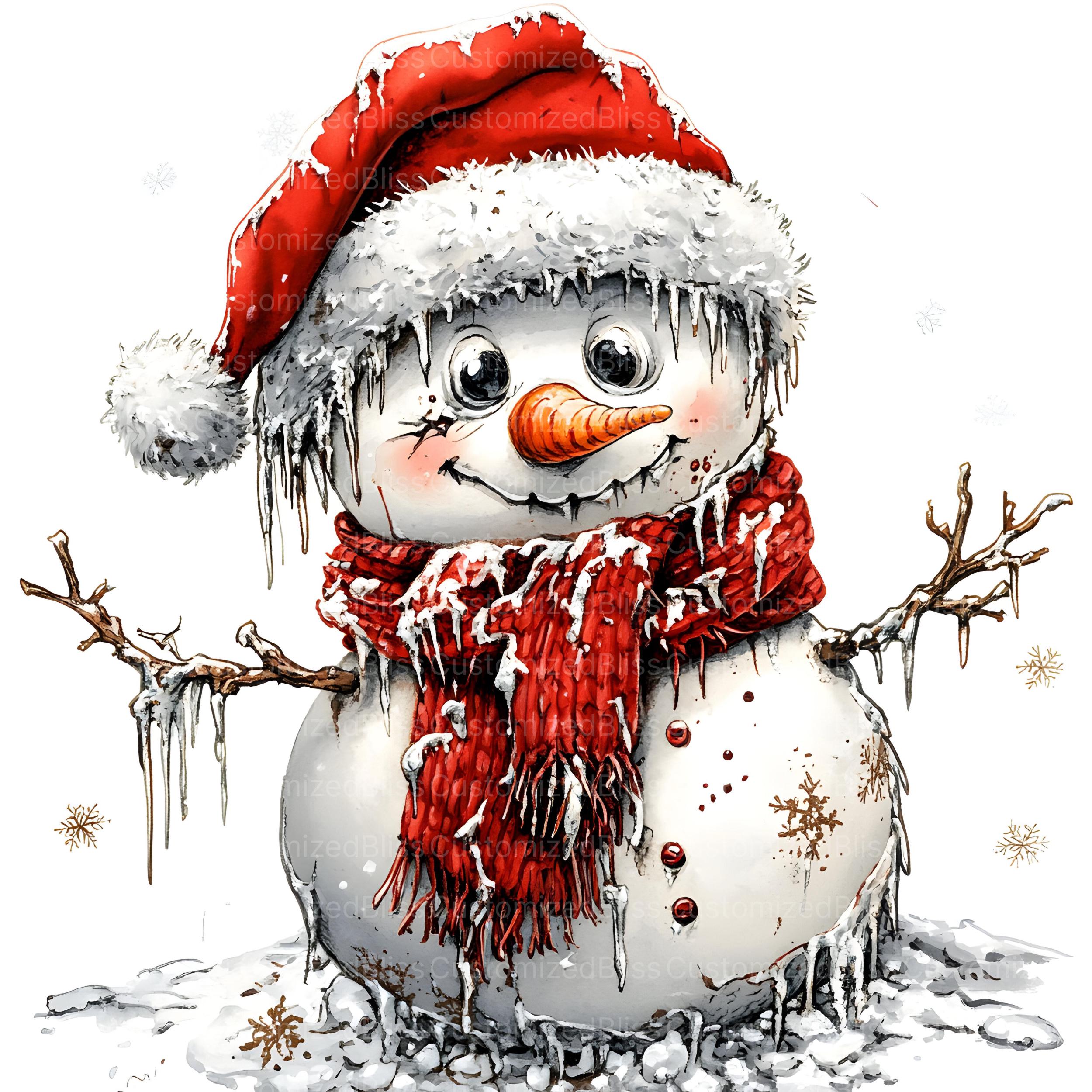 Funny Melting Snowman Clipart, Winter Snowman, Snow Clipart, Winter ...