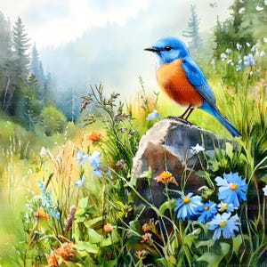 20 Spring Blue Bird Clipart, Spring Clipart, Cute Bird Nursery, High ...