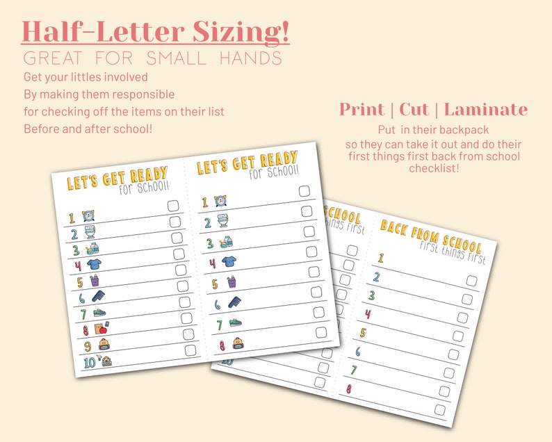 School Routine Chart Printable Checklist for Kids Morning - Etsy