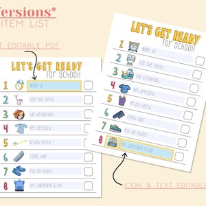 School Routine Chart Printable Checklist for Kids Morning - Etsy