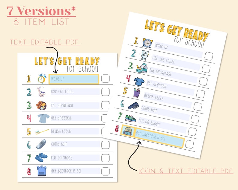School Routine Chart Printable Checklist for Kids Morning - Etsy
