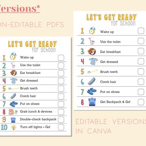 School Routine Chart Printable Checklist for Kids Morning - Etsy