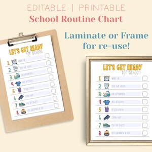 School Routine Chart Printable Checklist for Kids Morning - Etsy