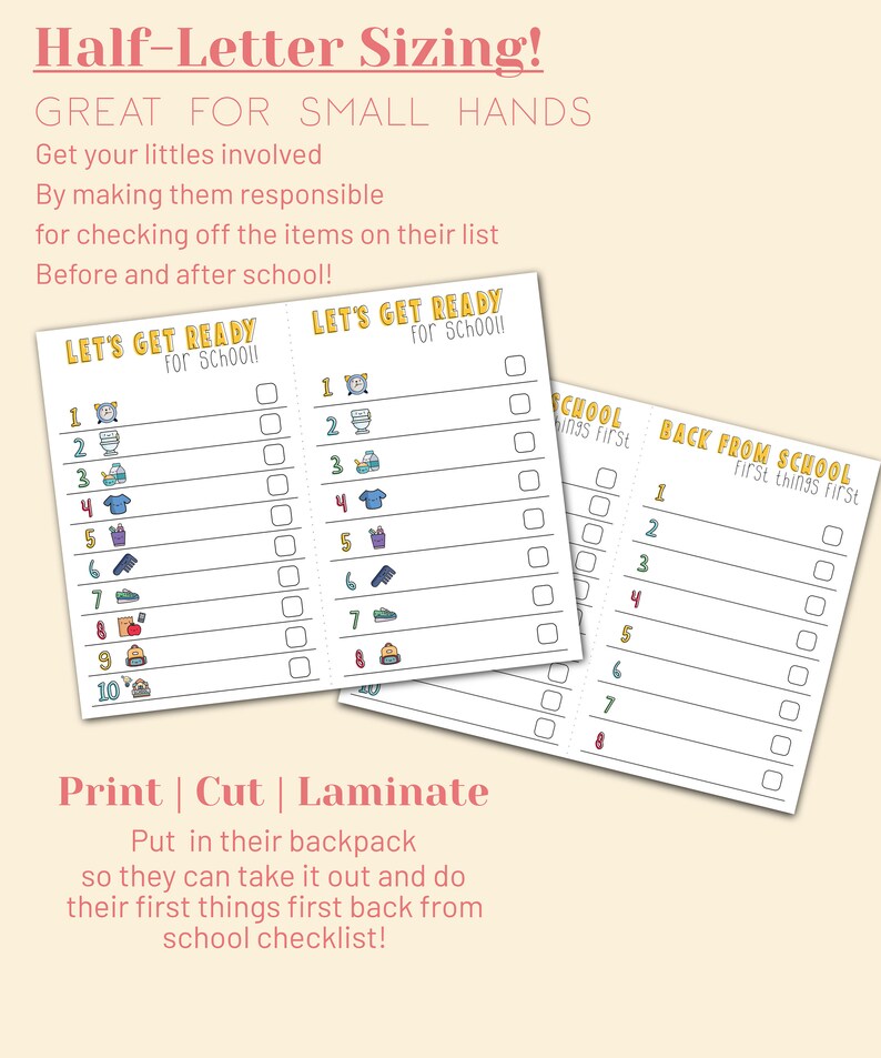 School Routine Chart Printable Checklist for Kids, Morning Routine ...