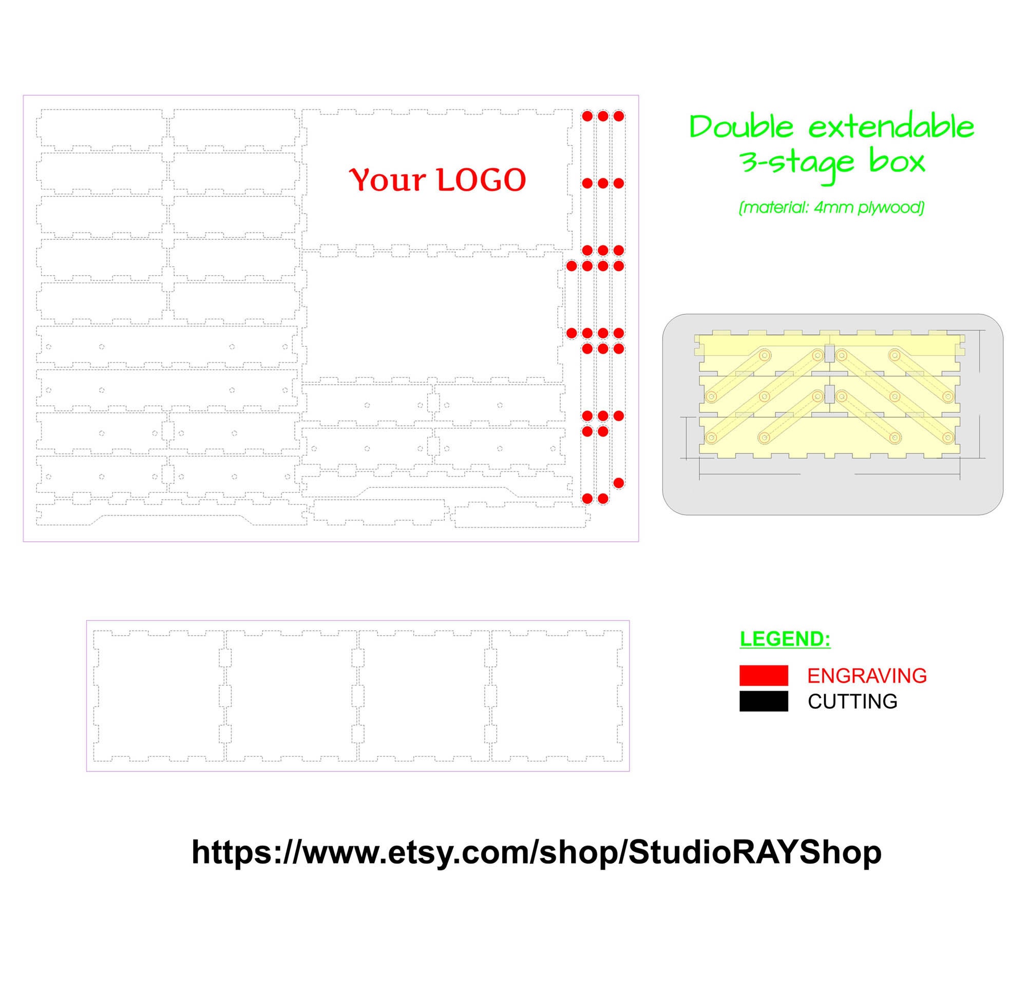 Double Extendable 3-stage Box Laser Cut Files Digital Product - Etsy