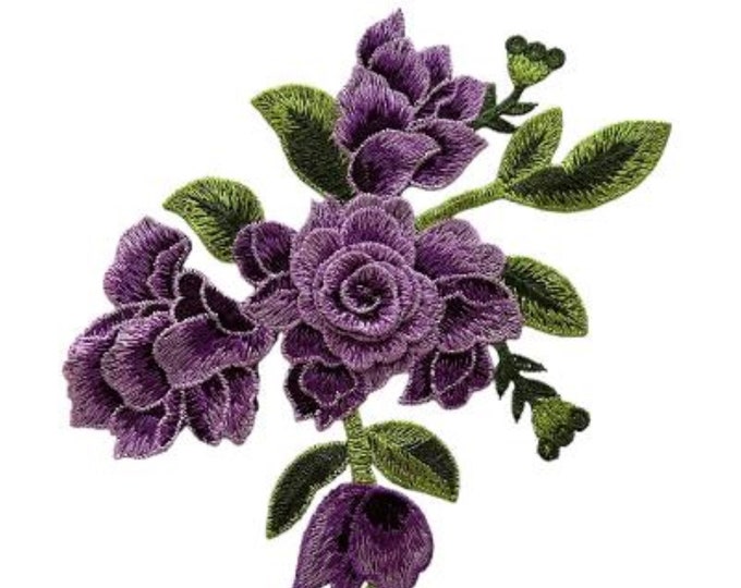 Large 3D Embroidered Purple Flower Applique, Sew-on Applique, Purple ...