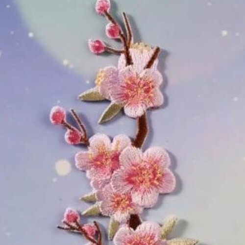 Cherry Blossom Iron-on Patch Embroidered Flower Applique - Etsy