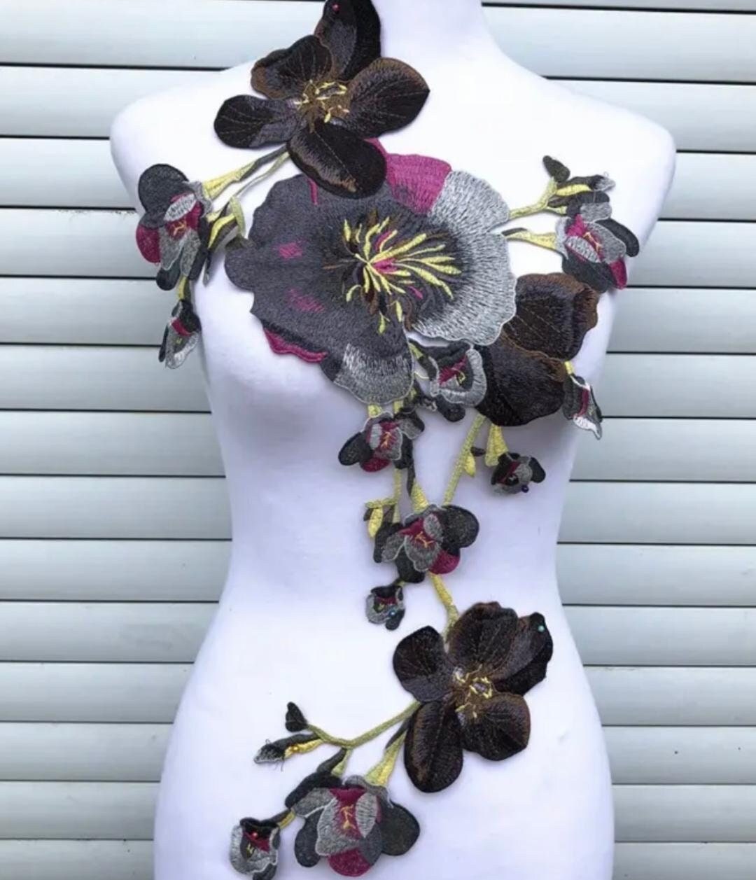 Large Embroidered Flower Applique, Sew-on Applique, Embroidery Flowers ...