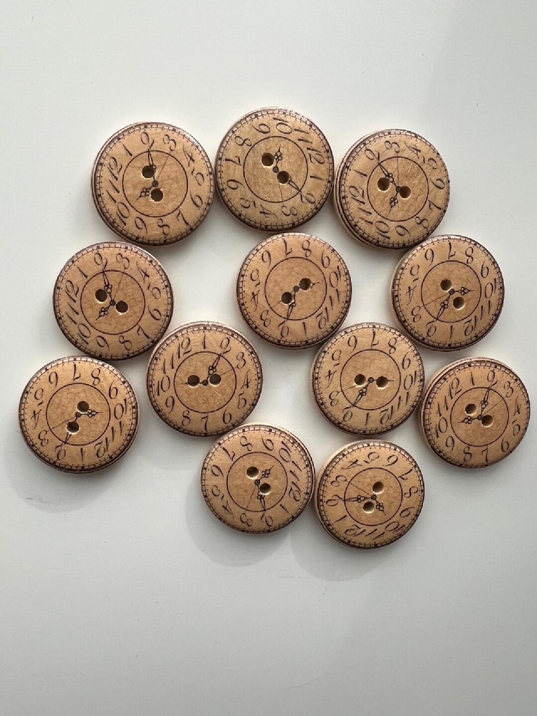 6 X Wood Buttons, 30mm Buttons, Clock Buttons, Round Buttons - Etsy